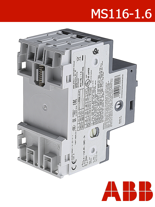 Моторна защита ABB MS116-1.6, 1-1.6A, 0.55kW | 1SAM250000R1006