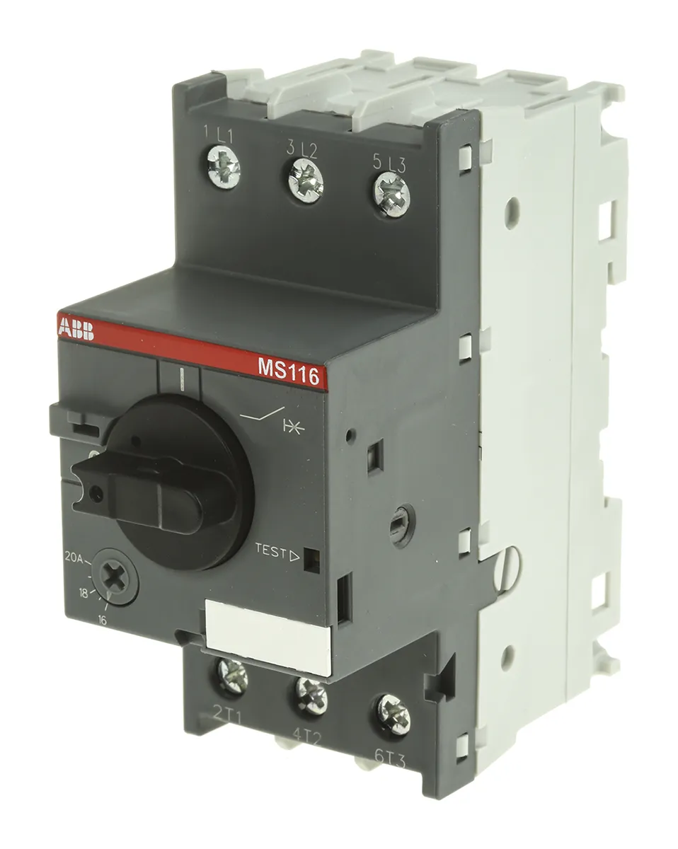 Моторна защита ABB 400V 9kW MS116-20, трифазен прекъсвач 16-20А ...